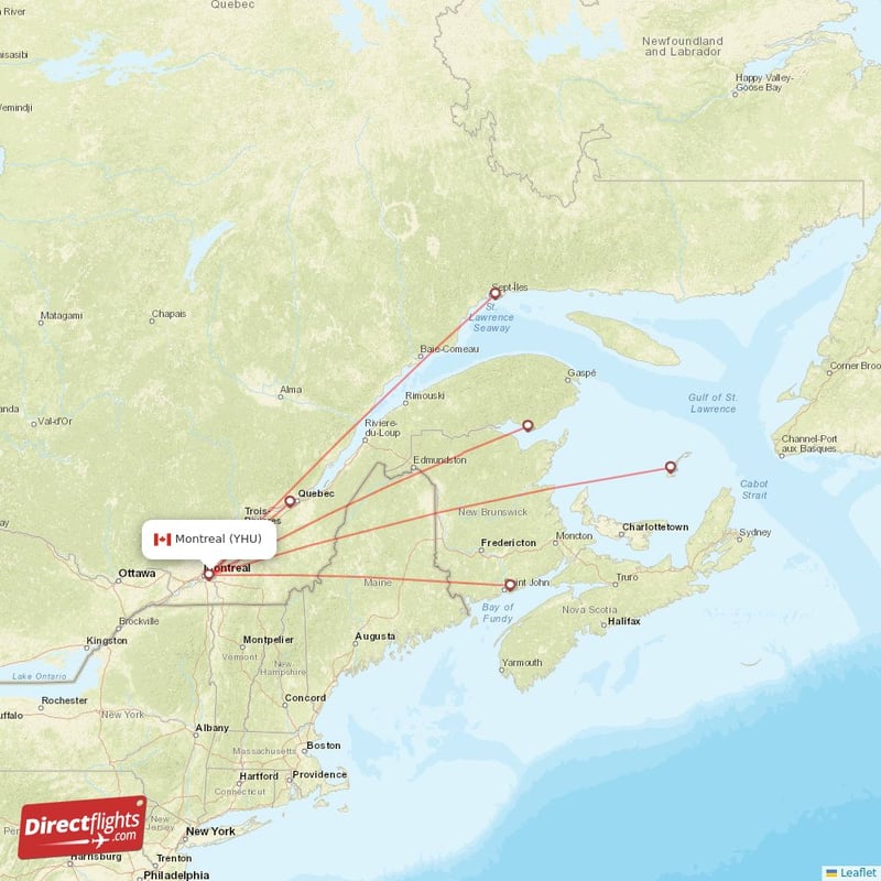Direct flights from Montreal - 5 destinations - YHU, Canada ...