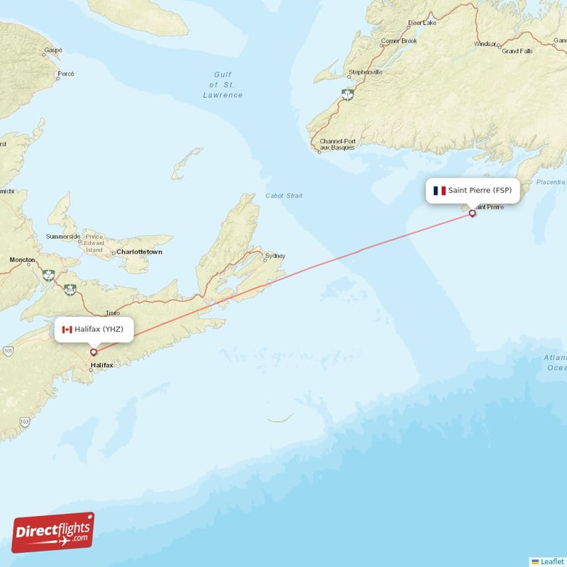 Direct flights from Halifax to Saint Pierre, YHZ to FSP non-stop - Directflights.com