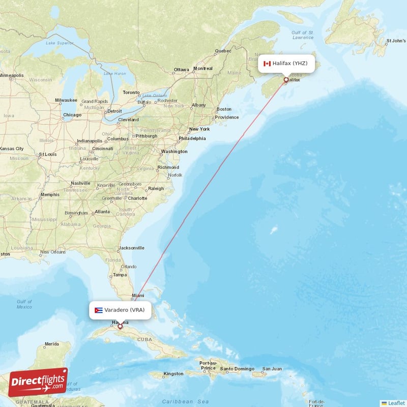 Direct flights from Halifax to Varadero, YHZ to VRA non-stop - Directflights.com