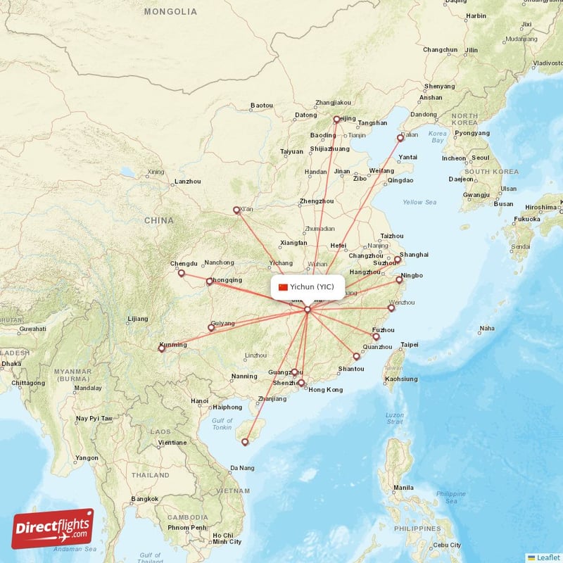 Direct flights to Yichun - YIC, China - Directflights.com