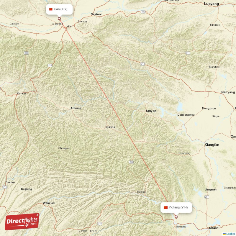 Direct flights from Yichang to Xian, YIH to XIY non-stop ...