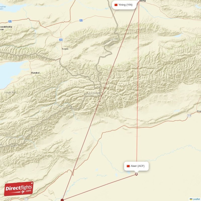 Direct flights from Yining to Alaer, YIN to ACF non-stop ...