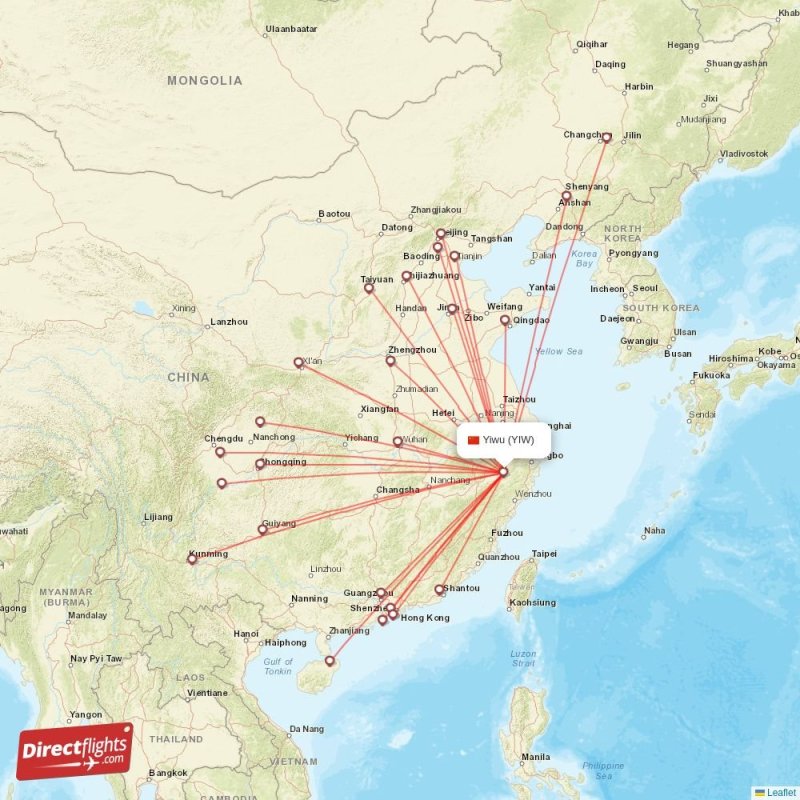 Direct flights to Yiwu - YIW, China - Directflights.com