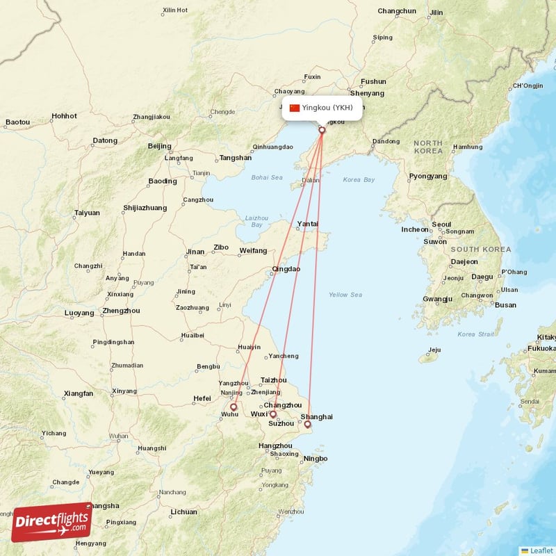 Direct flights from Yingkou - 4 destinations - YKH, China ...