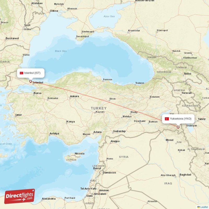 Direct flights from Yuksekova to Istanbul, YKO to IST non-stop ...