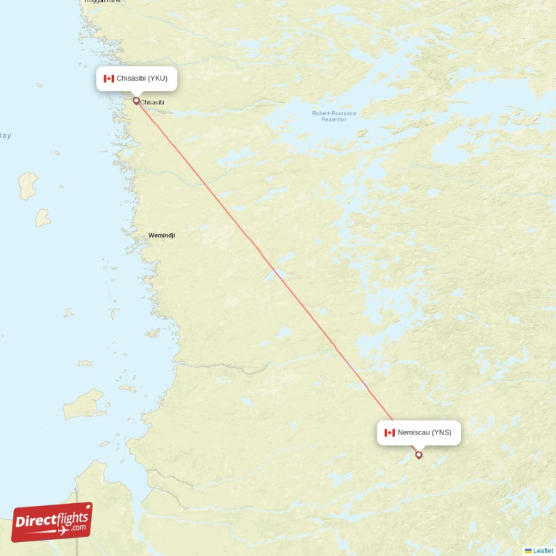 Direct flights from Chisasibi to Nemiscau, YKU to YNS non-stop ...