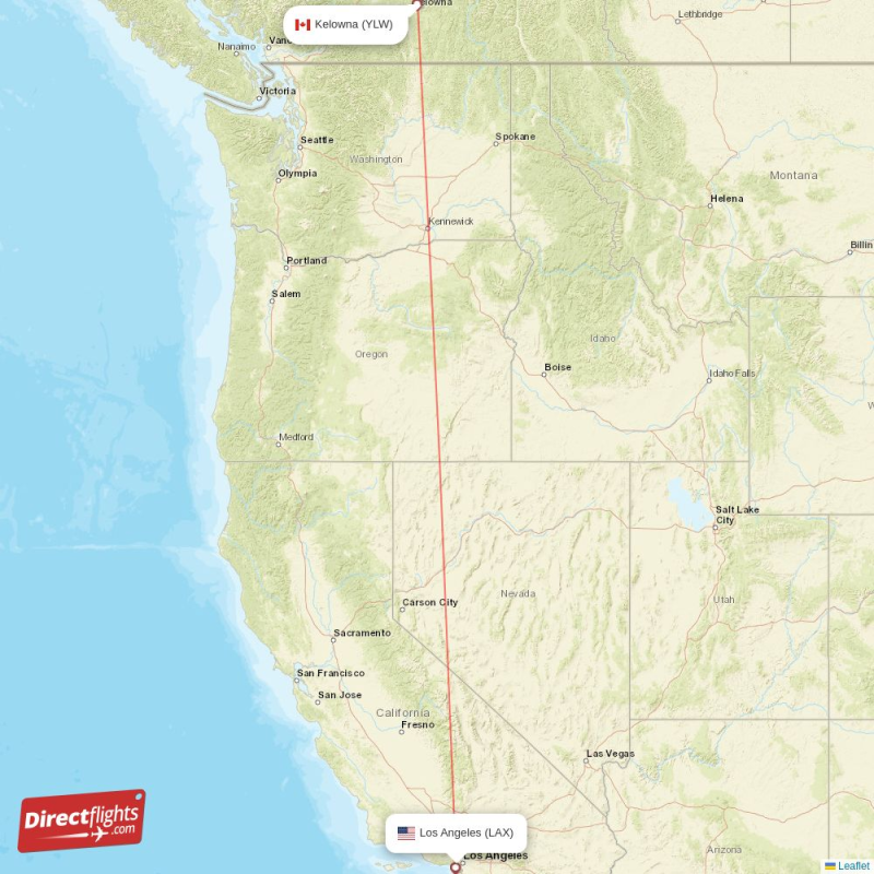 Direct flights from Kelowna to Los Angeles (YLW-LAX) - Directflights.com