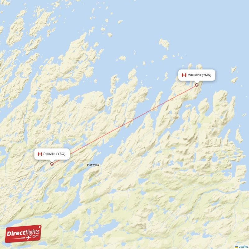 Direct flights from Makkovik to Postville, YMN to YSO non-stop ...