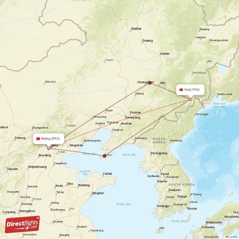 Direct flights from Yanji to Beijing, YNJ to PKX non-stop - Directflights.com