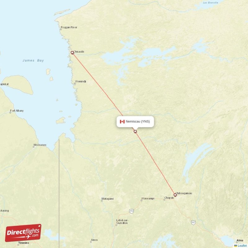 Direct flights from Nemiscau - 2 destinations - YNS, Canada ...