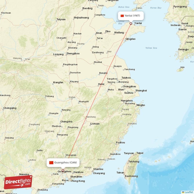 Direct flights from Yantai to Guangzhou, YNT to CAN non-stop - Directflights.com