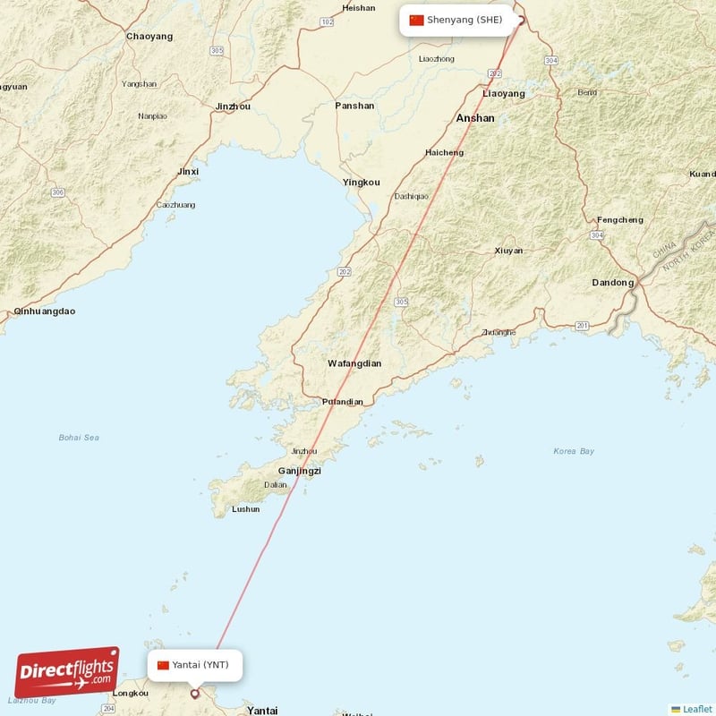 Direct flights from Yantai to Shenyang, YNT to SHE non-stop ...
