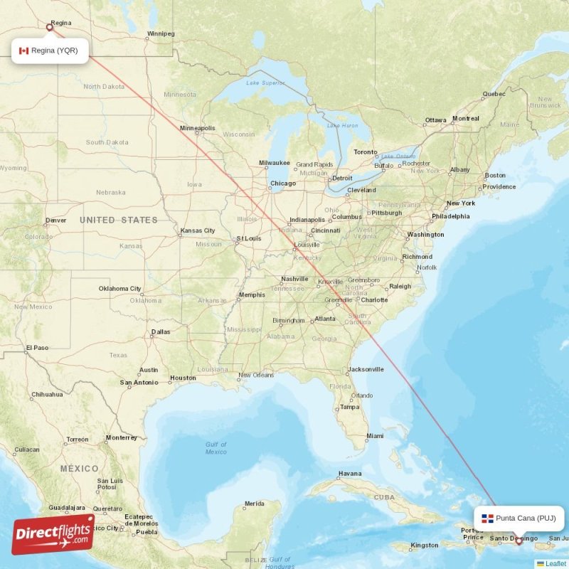 Direct flights from Regina to Punta Cana (YQR-PUJ) - Directflights.com