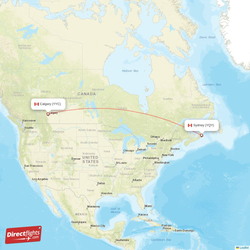 Direct flights from Sydney to Calgary (YQY-YYC) - Directflights.com