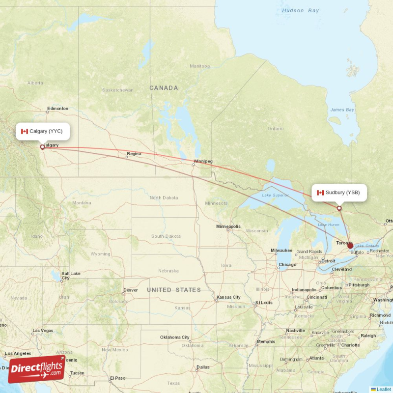 Direct flights from Sudbury to Calgary (YSB-YYC) - Directflights.com