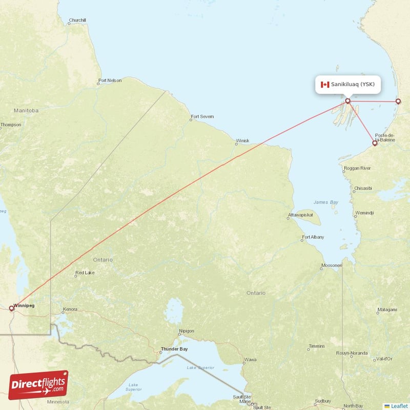 Direct flights to Sanikiluaq - YSK, Canada - Directflights.com
