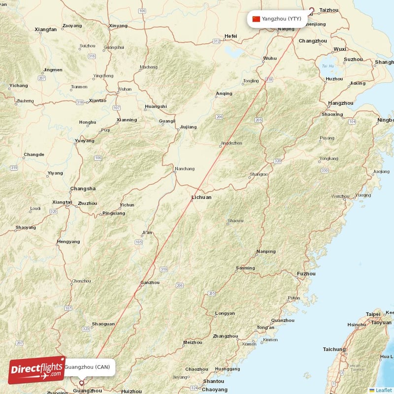 Direct flights from Yangzhou to Guangzhou (YTY-CAN) - Directflights.com