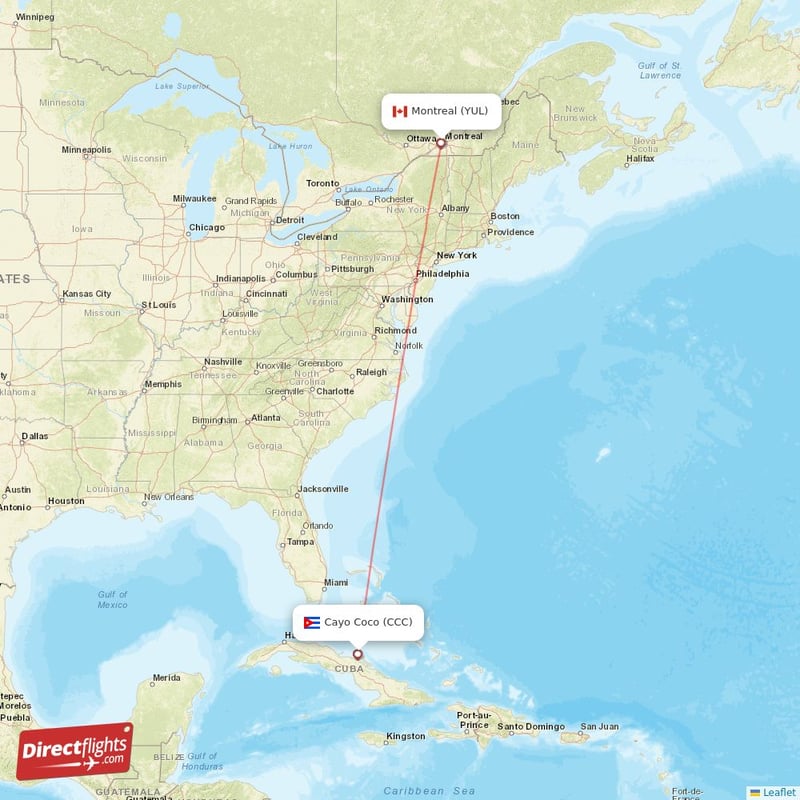 Direct flights from Montreal to Cayo Coco, YUL to CCC non-stop ...