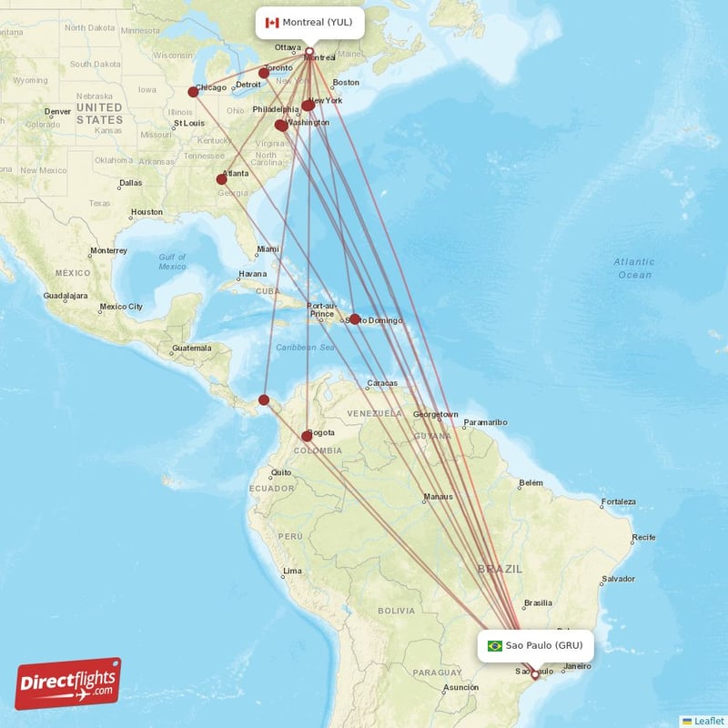 Direct flights from Montreal to Sao Paulo, YUL to GRU non-stop ...