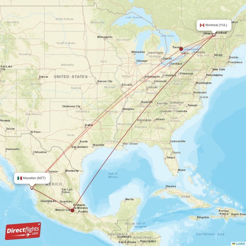 Direct flights from Montreal to Mazatlan (YUL-MZT) - Directflights.com