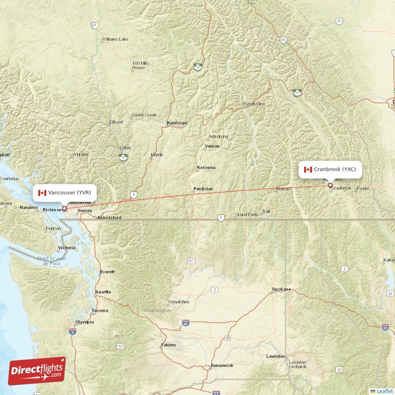 Direct flights from Cranbrook to Vancouver, YXC to YVR non-stop ...