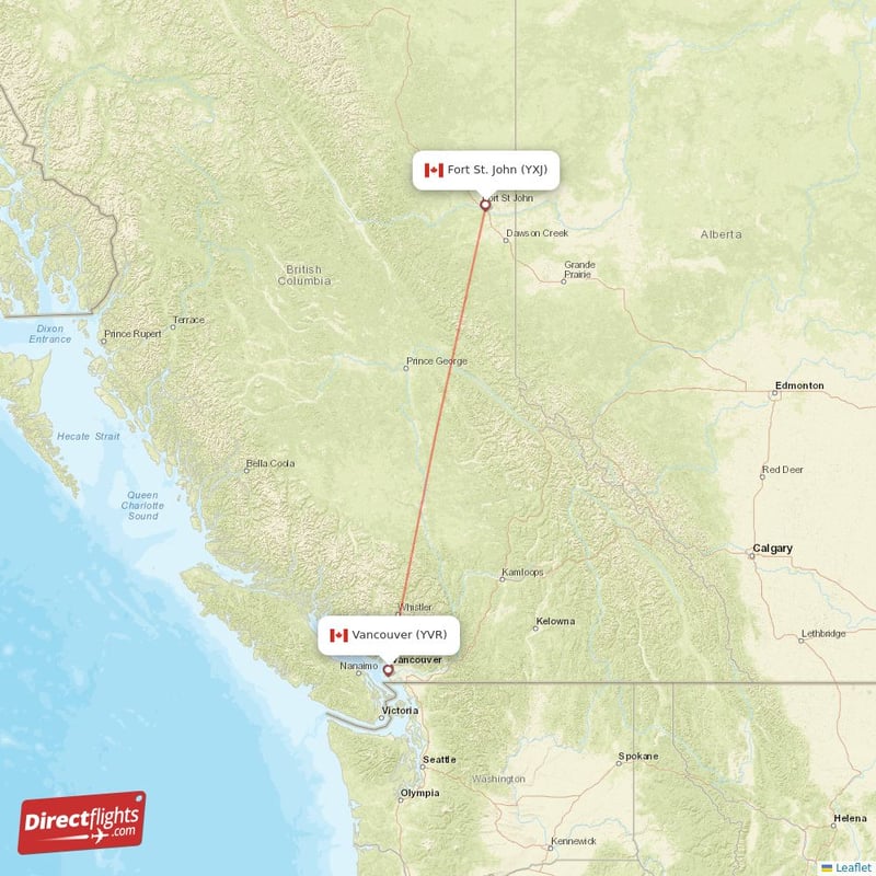 Direct flights from Fort St. John to Vancouver, YXJ to YVR non-stop ...