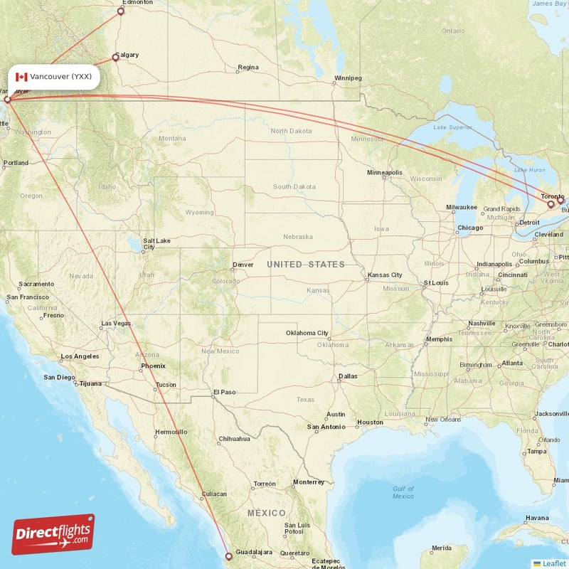 Direct flights from Vancouver - 4 destinations - YXX, Canada ...