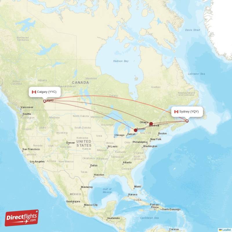 Direct flights from Calgary to Sydney (YYC-YQY) - Directflights.com