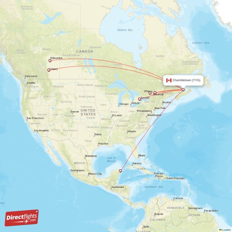 Direct flights from Charlottetown - 6 destinations - YYG, Canada ...