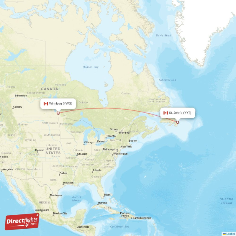 Direct flights from St. John's to Winnipeg (YYT-YWG) - Directflights.com