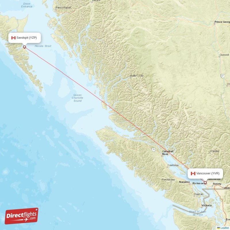 Direct flights from Sandspit to Vancouver, YZP to YVR non-stop ...