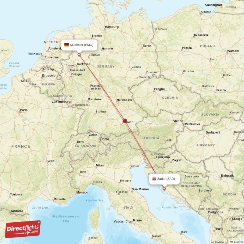 Direct flights from Zadar to Muenster, ZAD to FMO non-stop ...