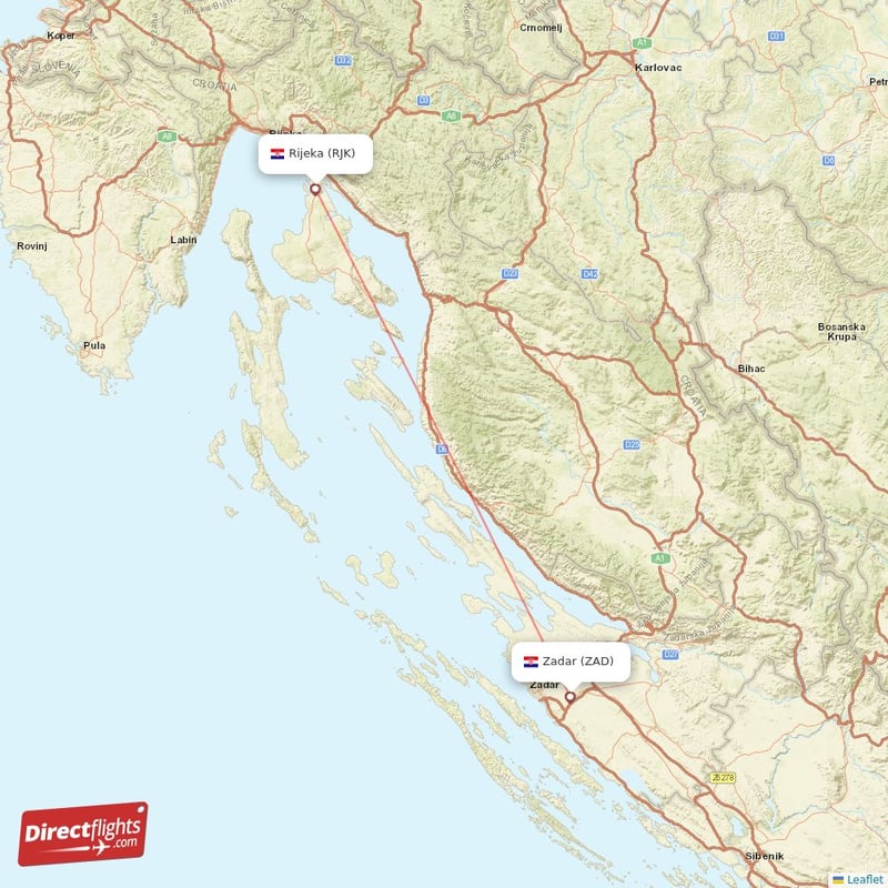 Direct flights from Zadar to Rijeka, ZAD to RJK non-stop ...