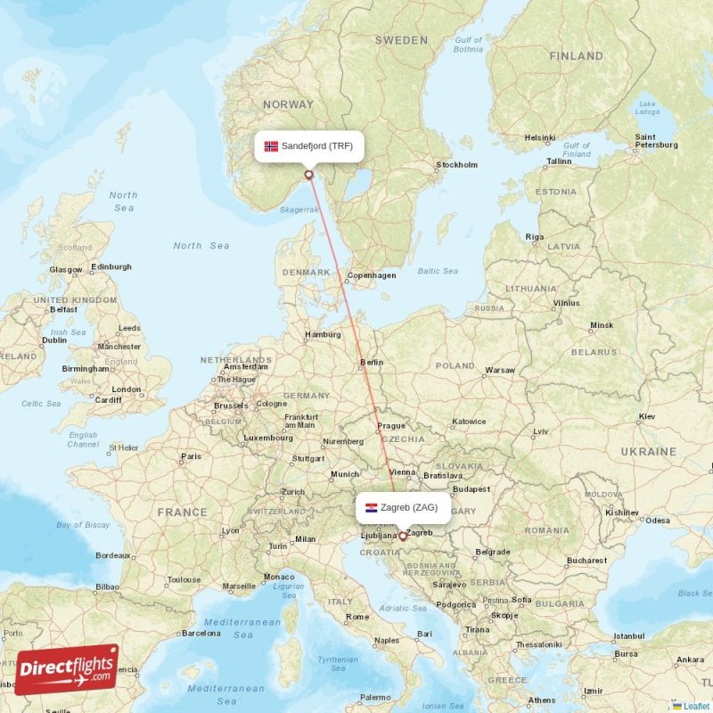 Direct flights from Zagreb to Sandefjord (ZAG-TRF) - Directflights.com