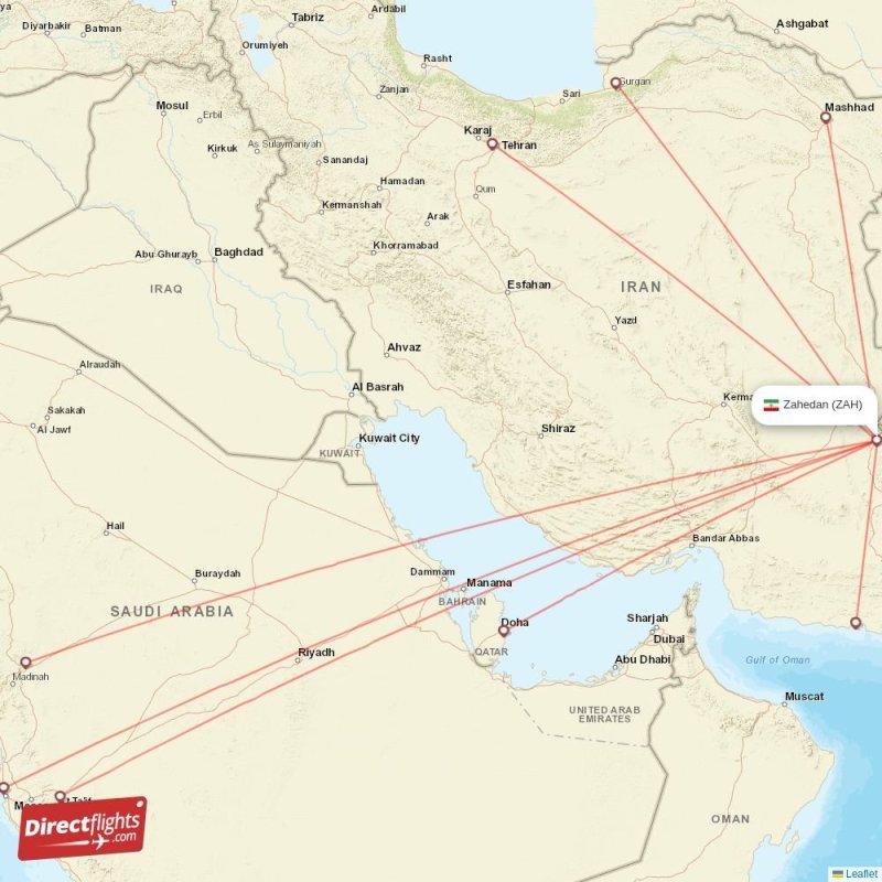 Direct flights from Zahedan - 5 destinations - ZAH, Iran ...