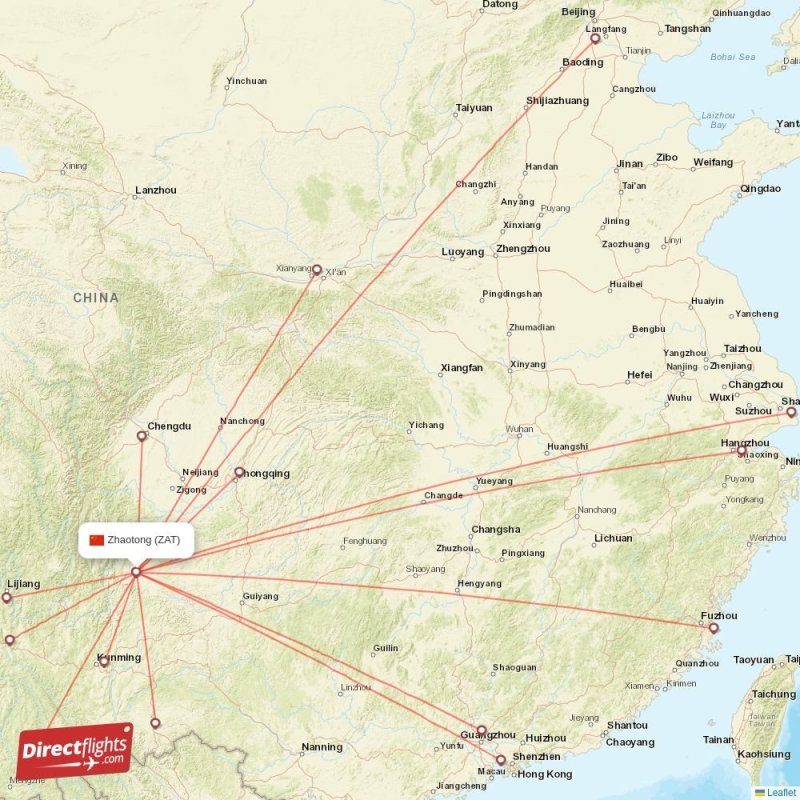 Direct flights to Zhaotong - ZAT, China - Directflights.com