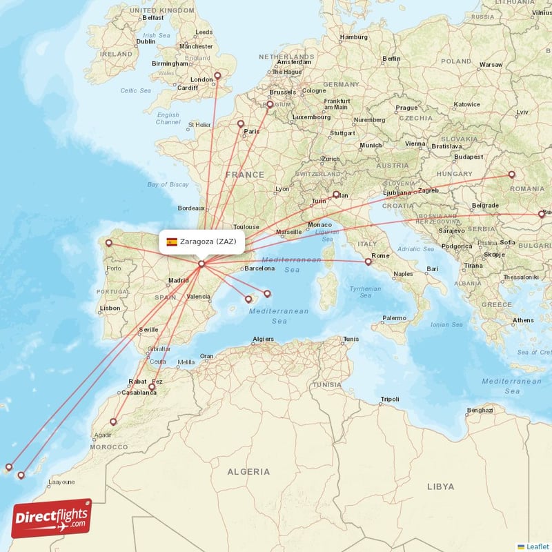 Direct flights to Zaragoza - ZAZ, Spain - Directflights.com