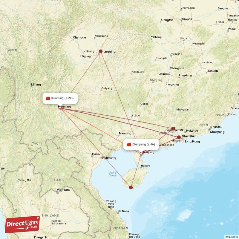 Direct flights from Zhanjiang to Kunming (ZHA-KMG) - Directflights.com