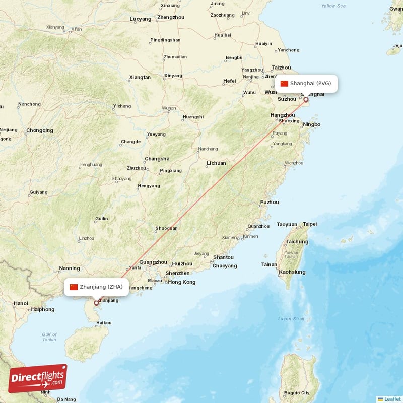Direct flights from Zhanjiang to Shanghai, ZHA to PVG non-stop - Directflights.com