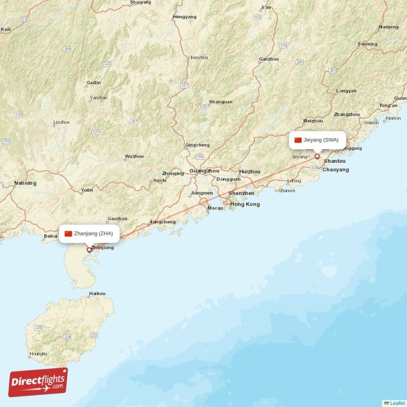 Direct flights from Zhanjiang to Jieyang, ZHA to SWA non-stop ...