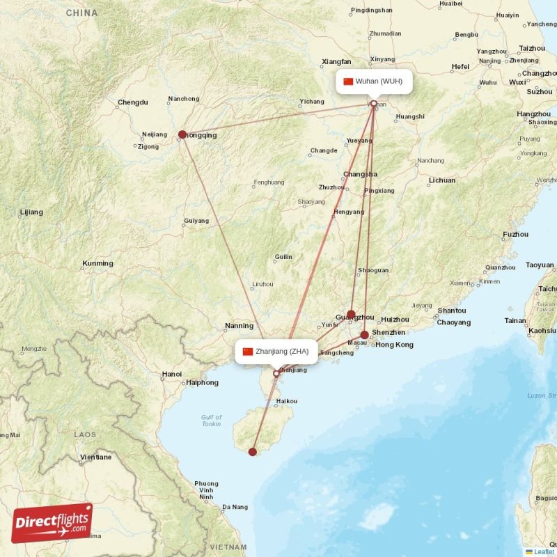 Direct flights from Zhanjiang to Wuhan (ZHA-WUH) - Directflights.com