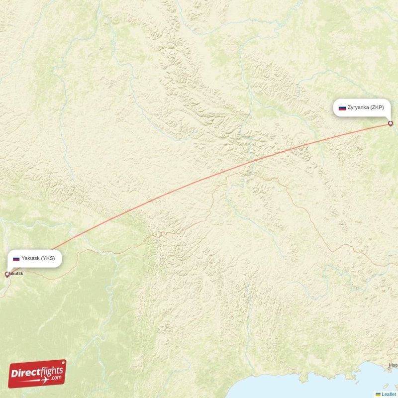 Direct flights from Zyryanka - 1 destinations - ZKP, Russia ...
