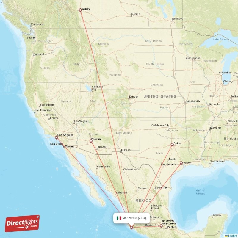 Direct flights from Manzanillo - 6 destinations - ZLO, Mexico ...