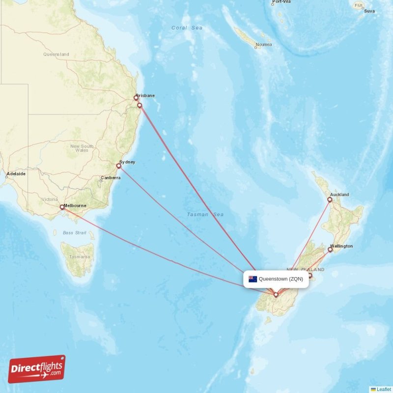 Direct flights from Queenstown - 7 destinations - ZQN, New Zealand ...