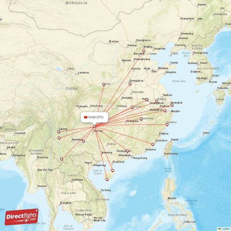 Direct flights to Zunyi - ZYI, China - Directflights.com