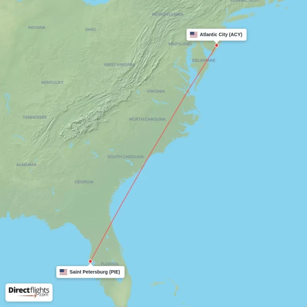 Direct flights from Atlantic City to Saint Petersburg (ACY-PIE ...
