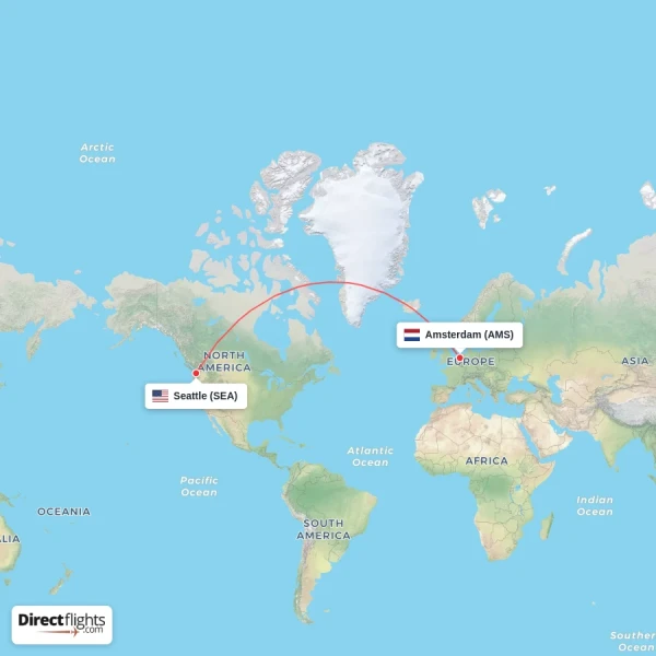 Direct flights from Amsterdam to Seattle (AMS-SEA) - Directflights.com