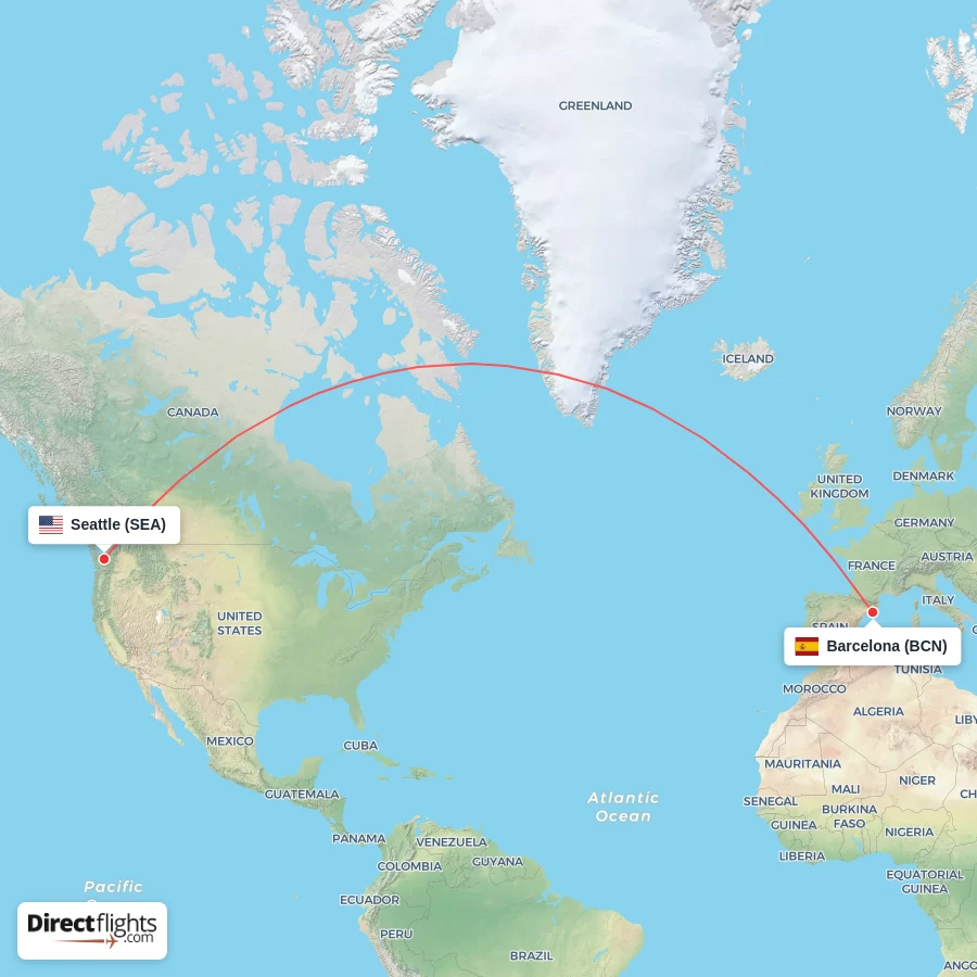 Direct flights from Barcelona to Seattle (BCN-SEA) - Directflights.com