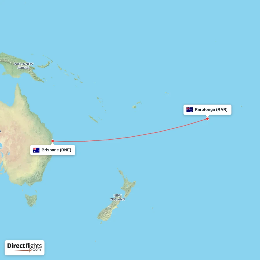 Direct flights from Brisbane to Rarotonga (BNE-RAR) - Directflights.com
