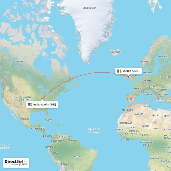 Direct flights from Dublin to Indianapolis (DUB-IND) - Directflights.com